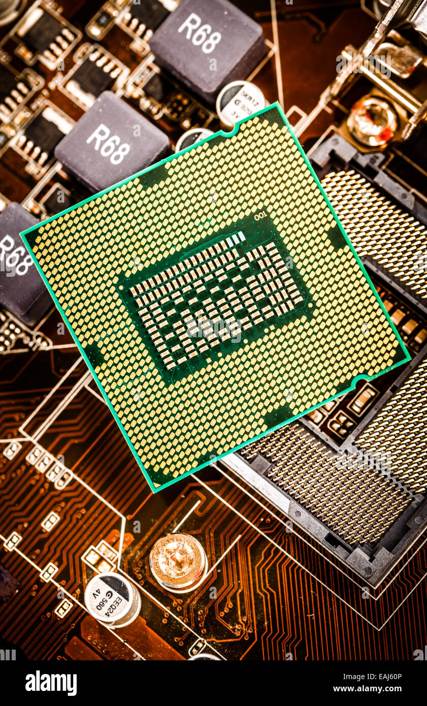 Modern processor and motherboard for a home computer Stock Photo - Alamy