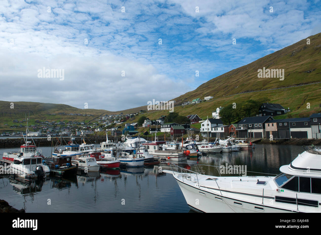 Boats in a harbor, Faroe Islands Stock Photo - Alamy