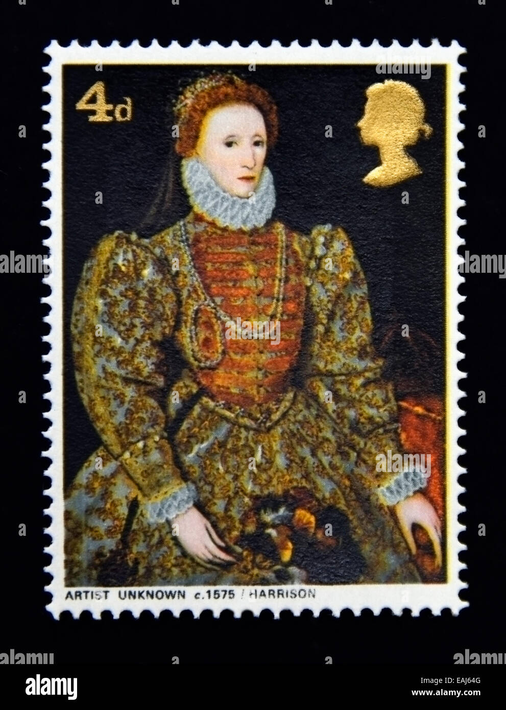 Postage stamp. Great Britain. Queen Elizabeth II. British Paintings ...