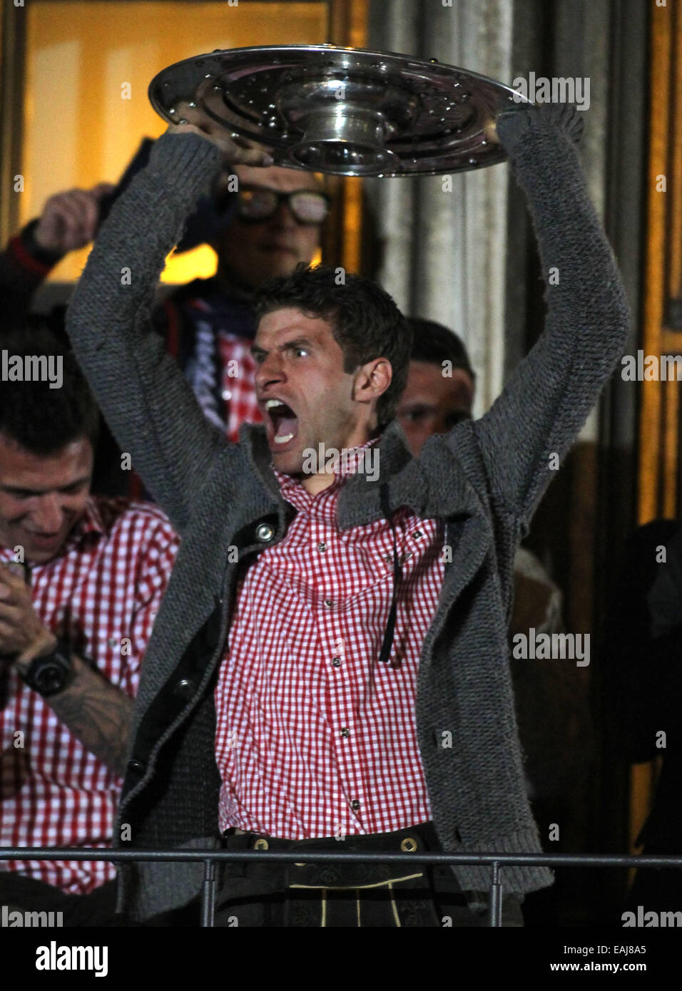Thomas Mueller celebrating the FC Bayern Muenchen Champions League win ...