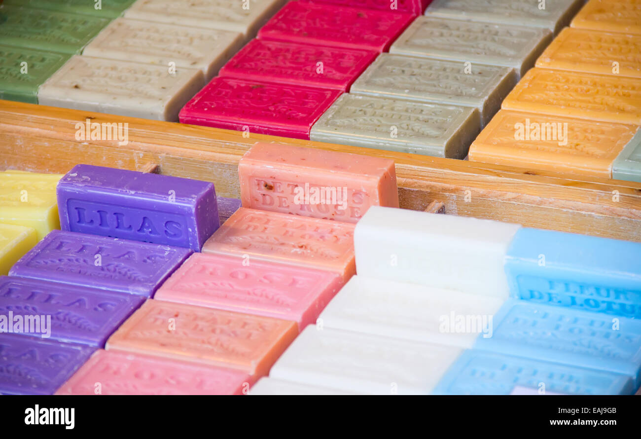 Assorted bars of various flavored soaps Stock Photo - Alamy