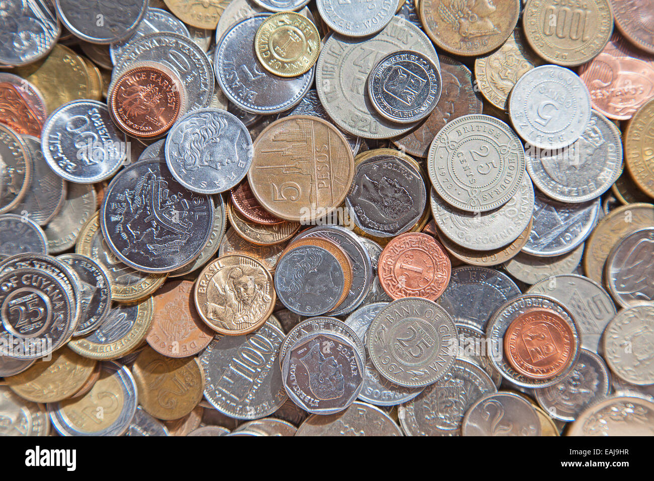 Collection of the old circulated american coins Stock Photo - Alamy