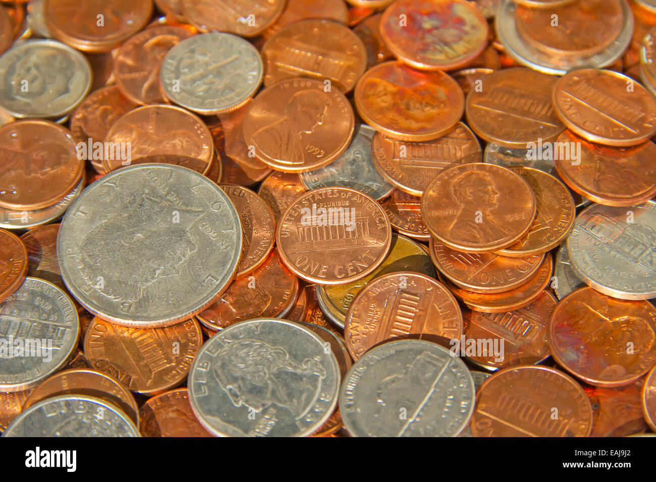 Huge pile of the US coins Stock Photo - Alamy