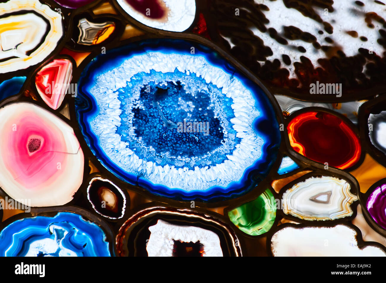 Translucent mosaic made with slices of agate stone Stock Photo - Alamy