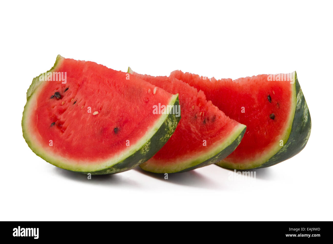 Three watermelon slices isolated on white, fresh fruit Stock Photo - Alamy