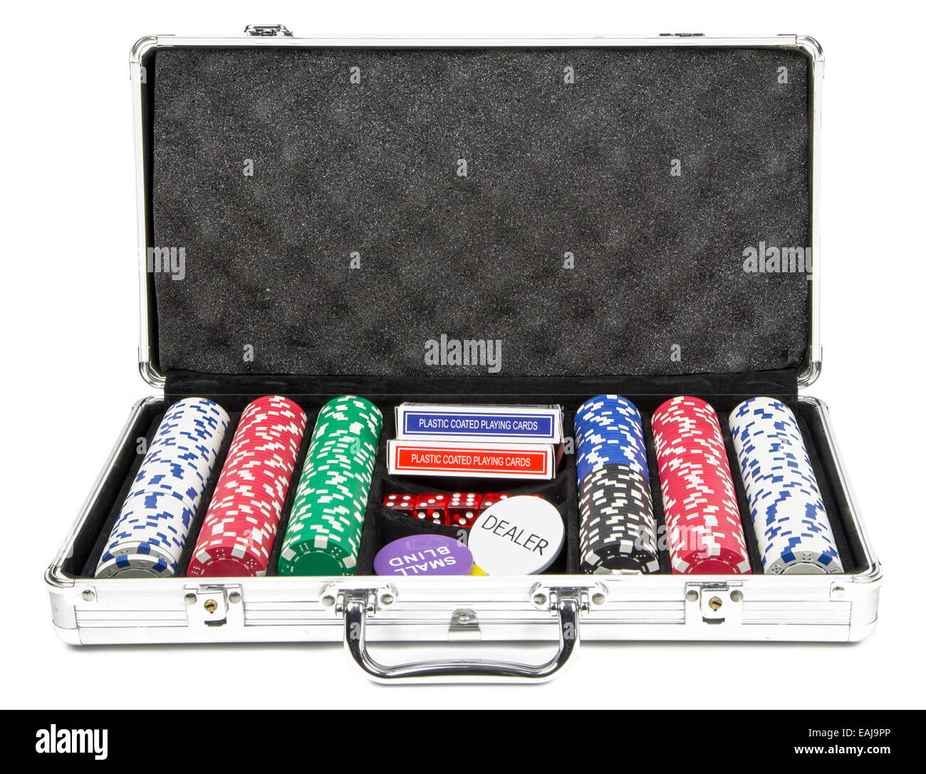Poker set in brushed aluminium carry case Stock Photo - Alamy