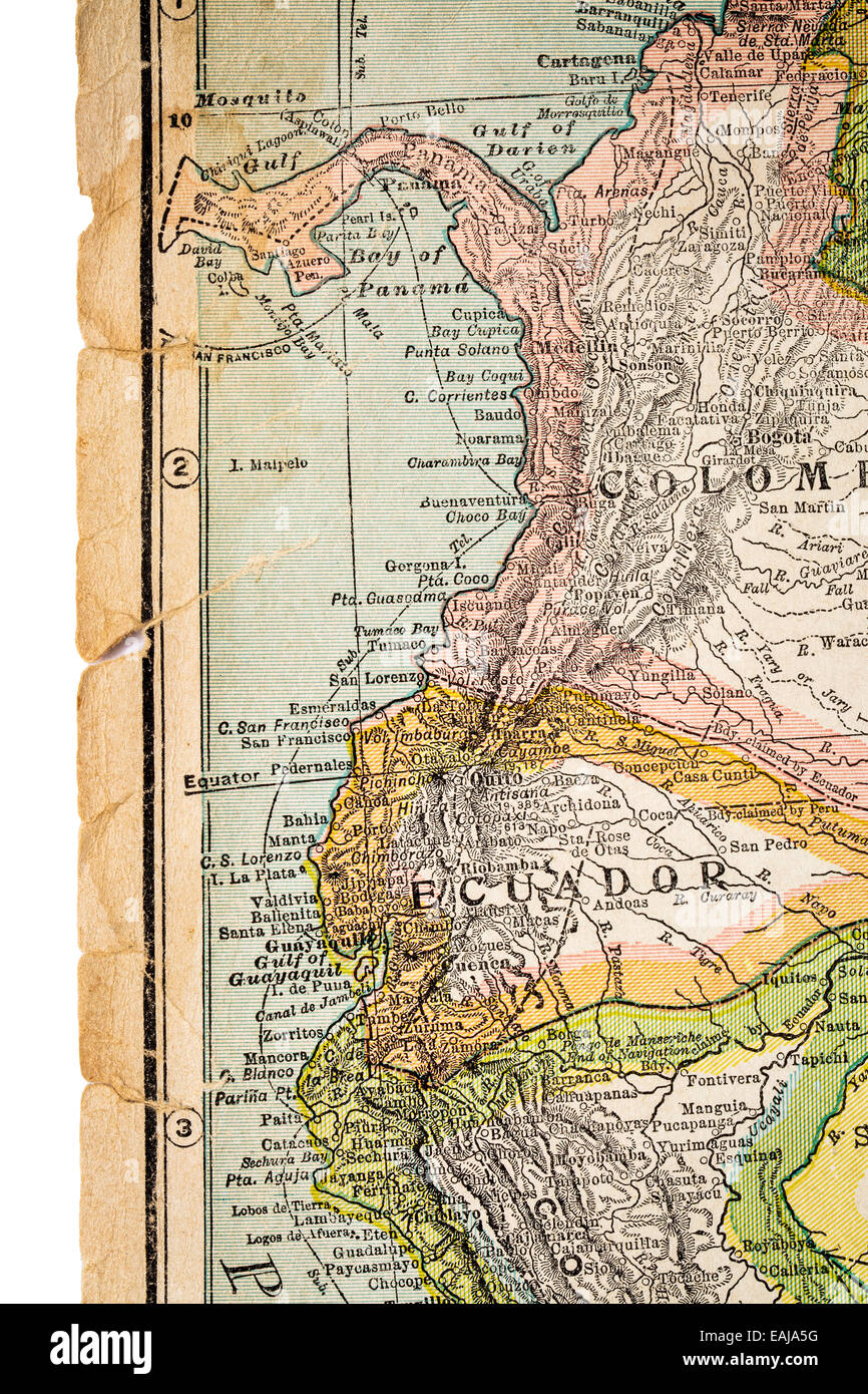 Vintage map of ecuador hi-res stock photography and images - Alamy