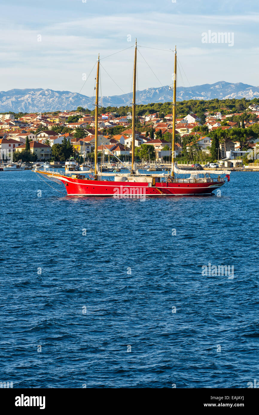 Boats on the Adriatic sea, Croatia, during the summer time, enjoying ...