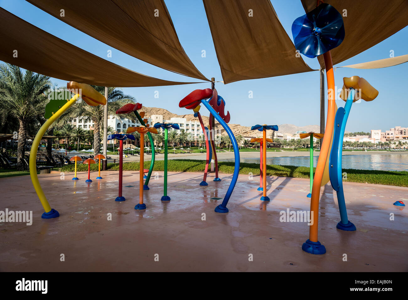 Water park and kids' play ground in a luxury resort. Muscat, Oman Stock ...