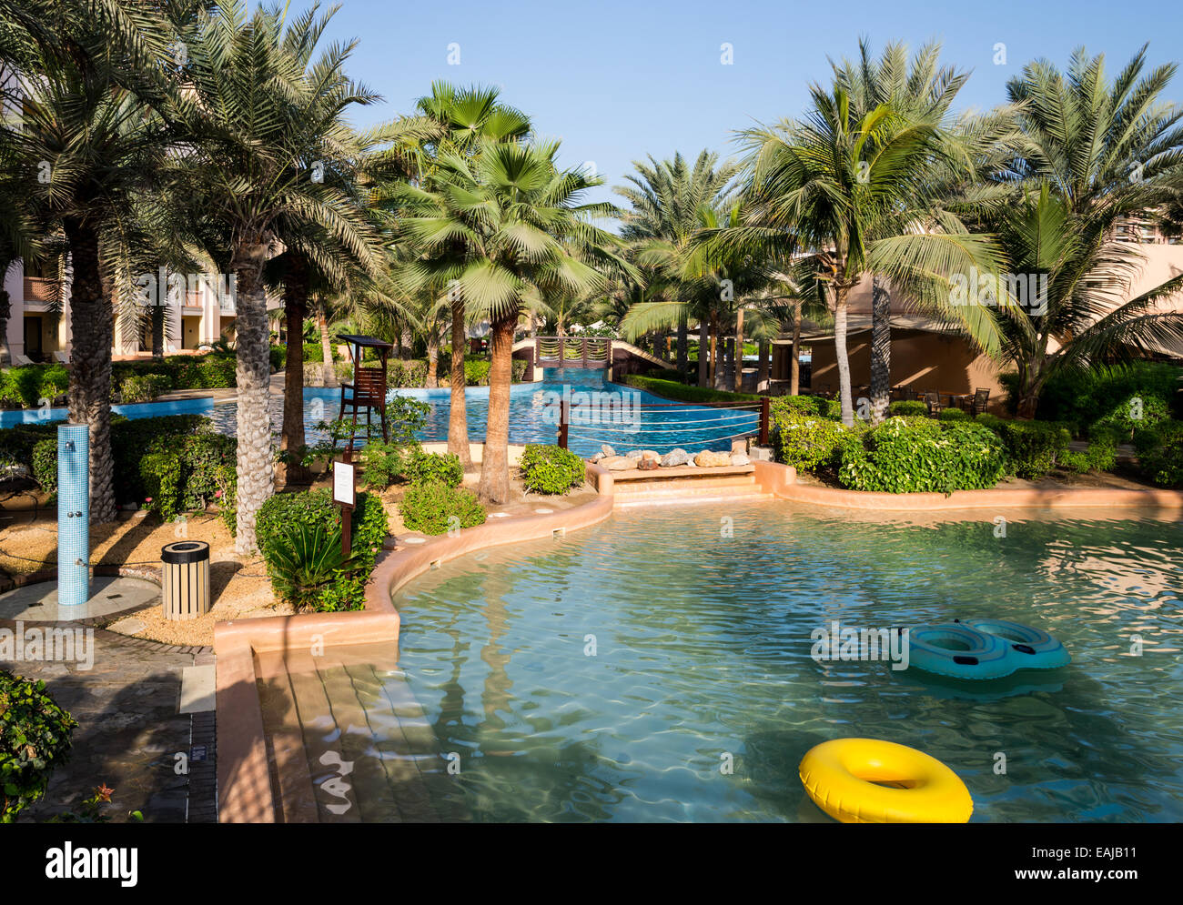 Water park and swimming pools at a luxury resort. Muscat, Oman Stock ...