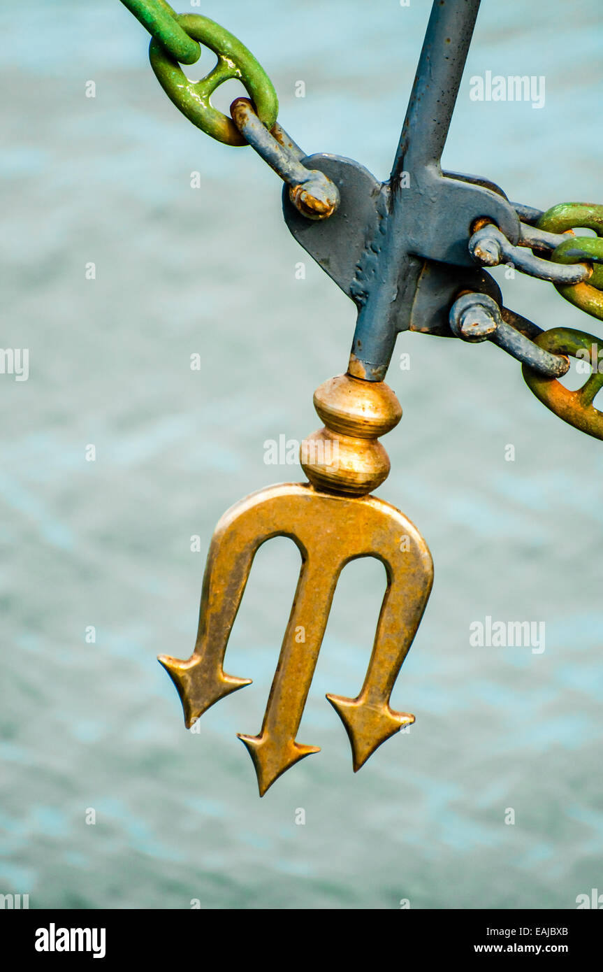 A fork of the Roman god Neptune on the bow of a yacht symbolizes ...