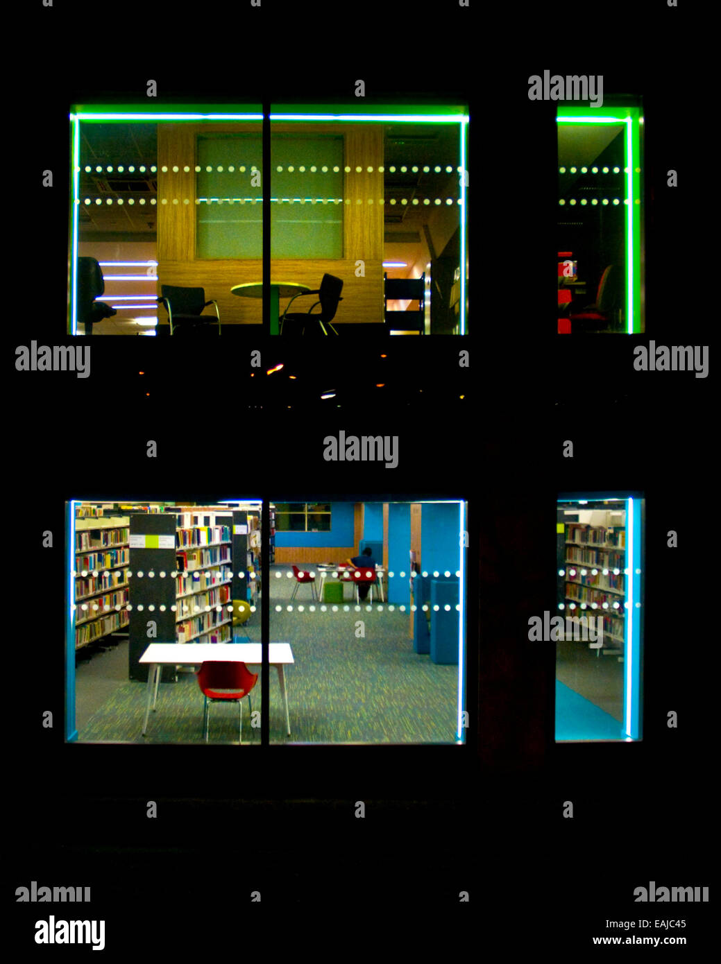 A student works late into the night in the library of Sunderland ...