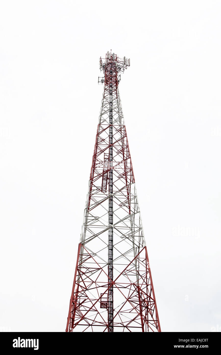 Telecommunication mast with microwave link and TV transmitter antennas ...