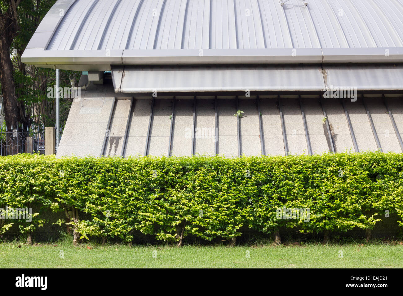 green bushes and building in public park Stock Photo - Alamy