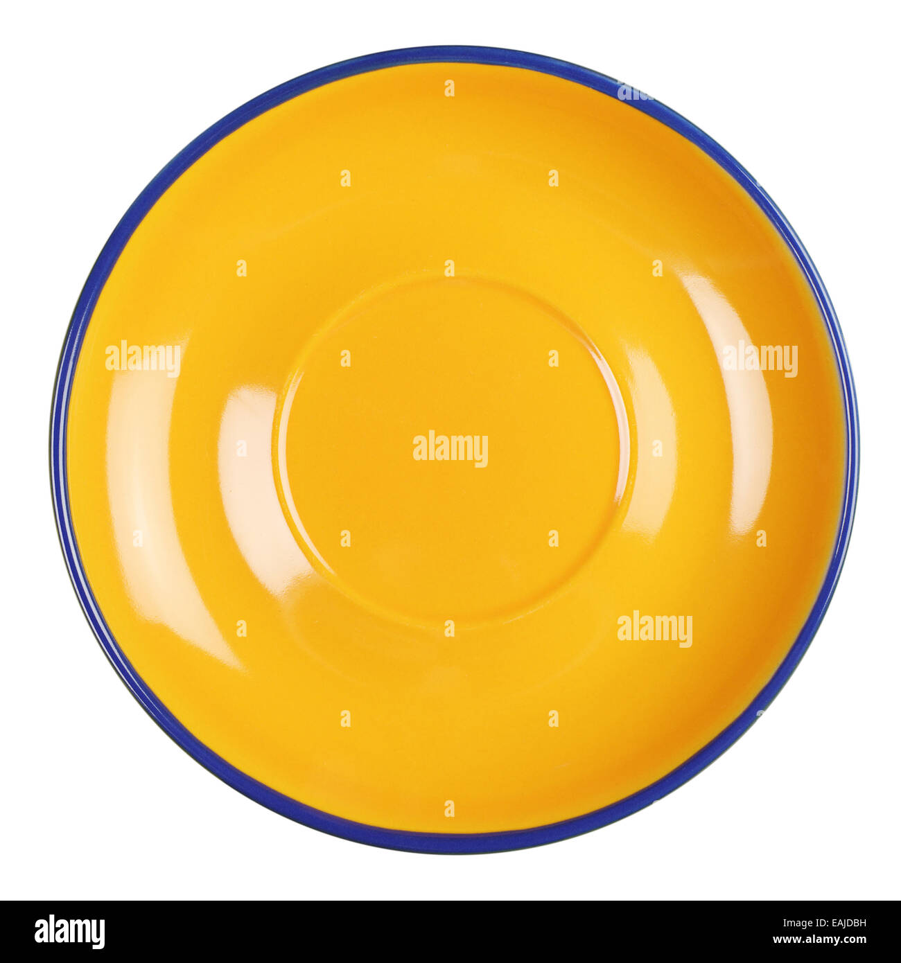 Empty yellow plate isolated on white background. Top view Stock Photo ...
