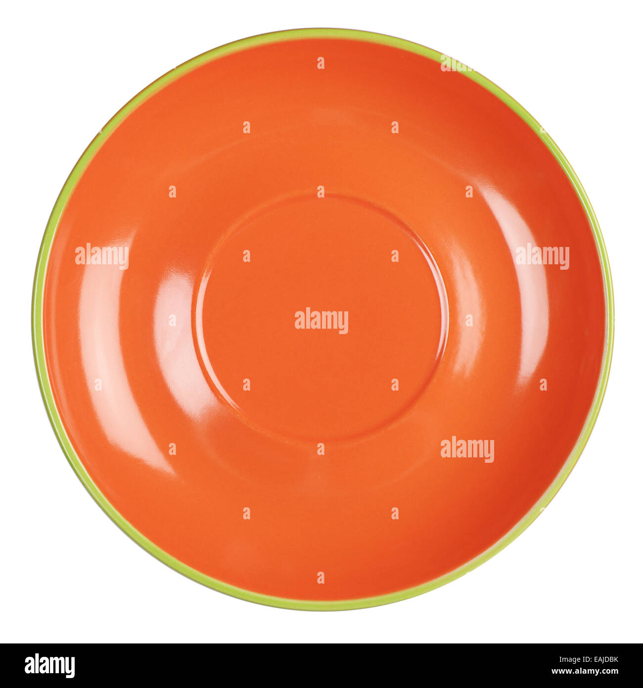 Empty orange plate isolated on white background. Top view Stock Photo ...