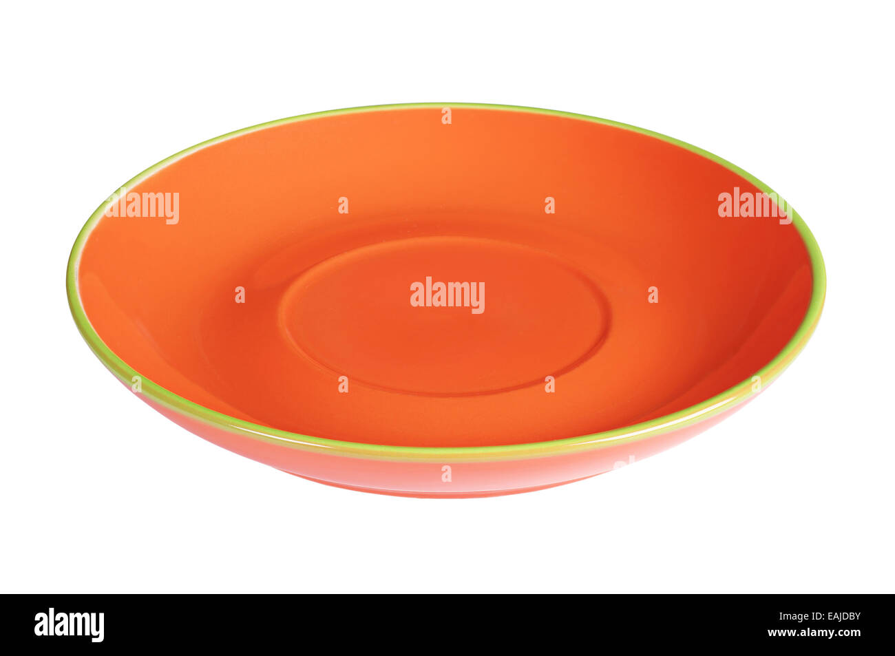 Orange empty plate isolated on white background Stock Photo - Alamy