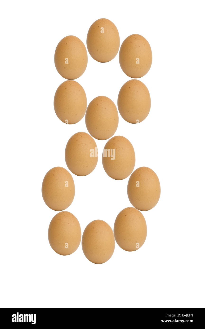 Number 0 to 9 from brown eggs alphabet isolated on white background ...