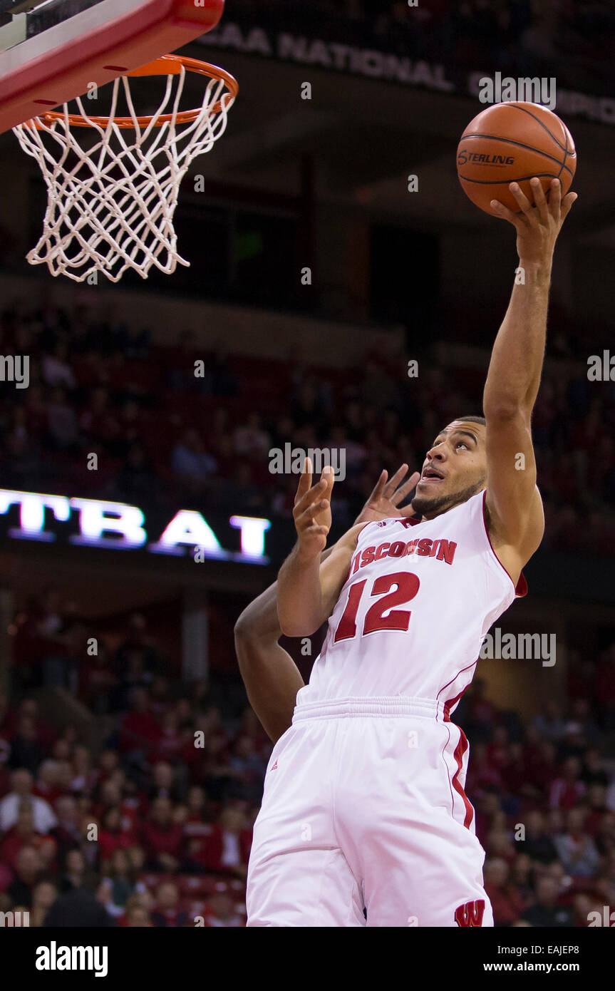 November 16, 2014: Wisconsin Badgers guard Traevon Jackson #12 goes in ...
