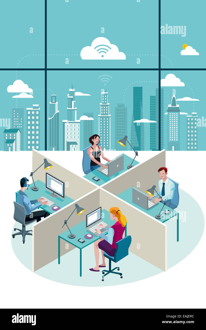 Office workers cartoon hi-res stock photography and images - Alamy