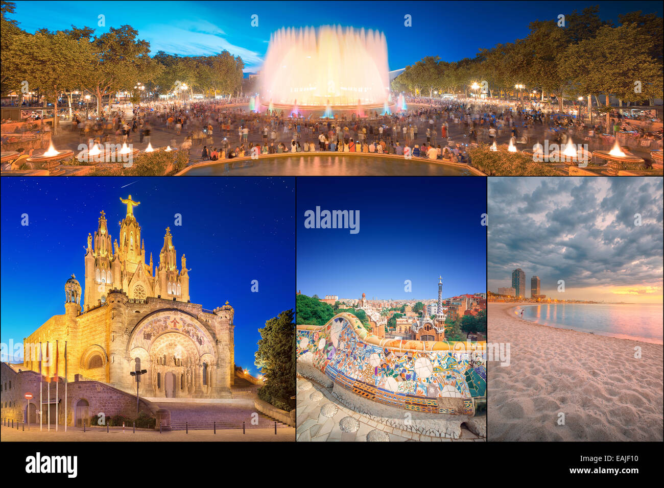 Beautiful Collage of famous city Barcelona. Catalonia. Spain Stock ...