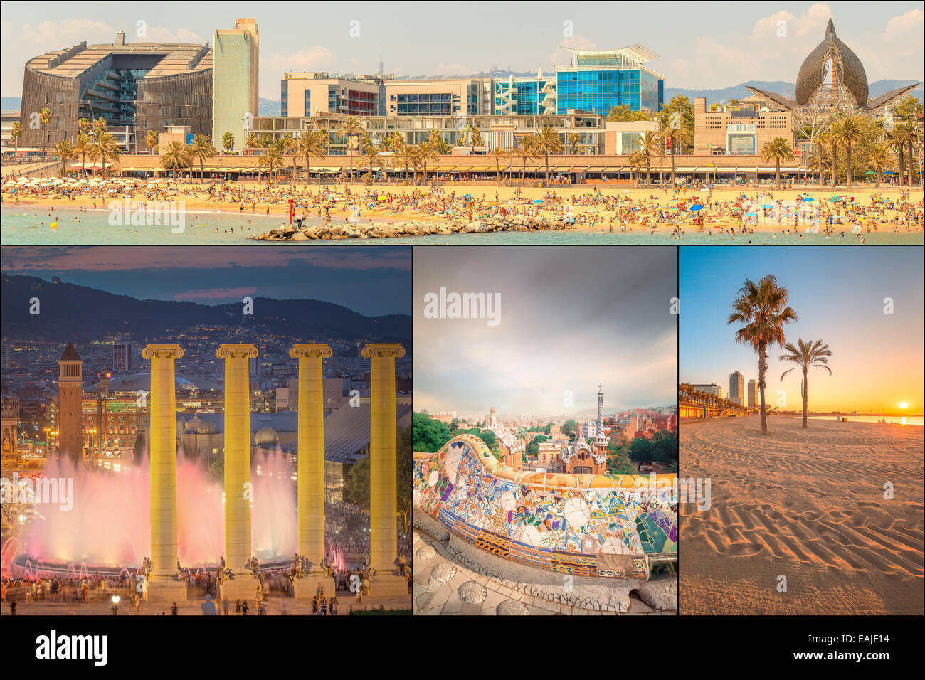 Beautiful Collage of famous city Barcelona. Catalonia. Spain Stock ...