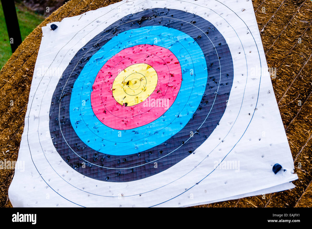 Used archery target Stock Photo - Alamy