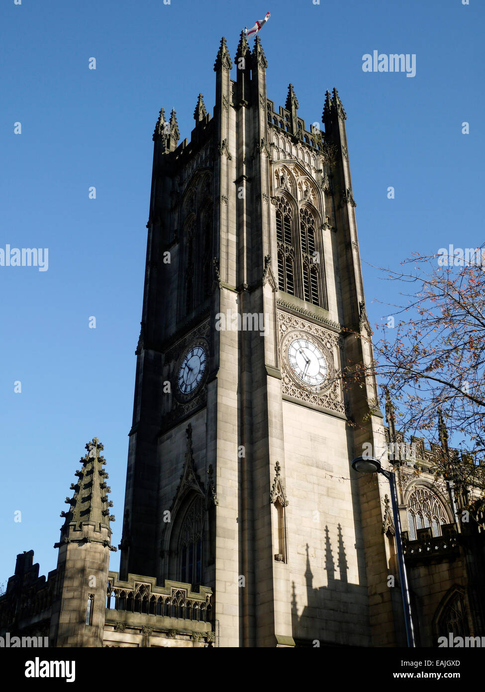 The tower of Manchester Cathedral, Manchester, England, UK Stock Photo ...