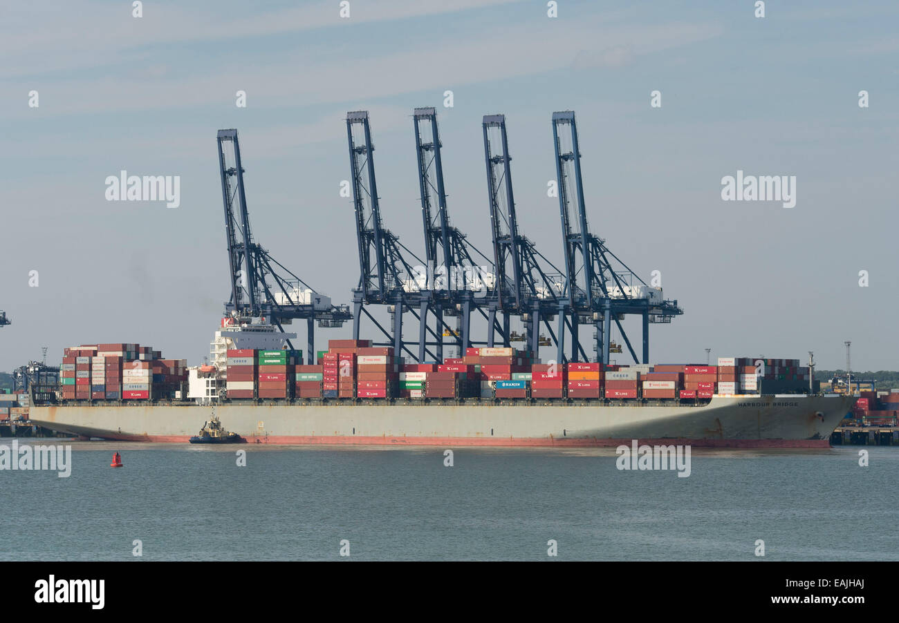 Shipping containers at the Port of Felixstowe in England, UK Stock ...