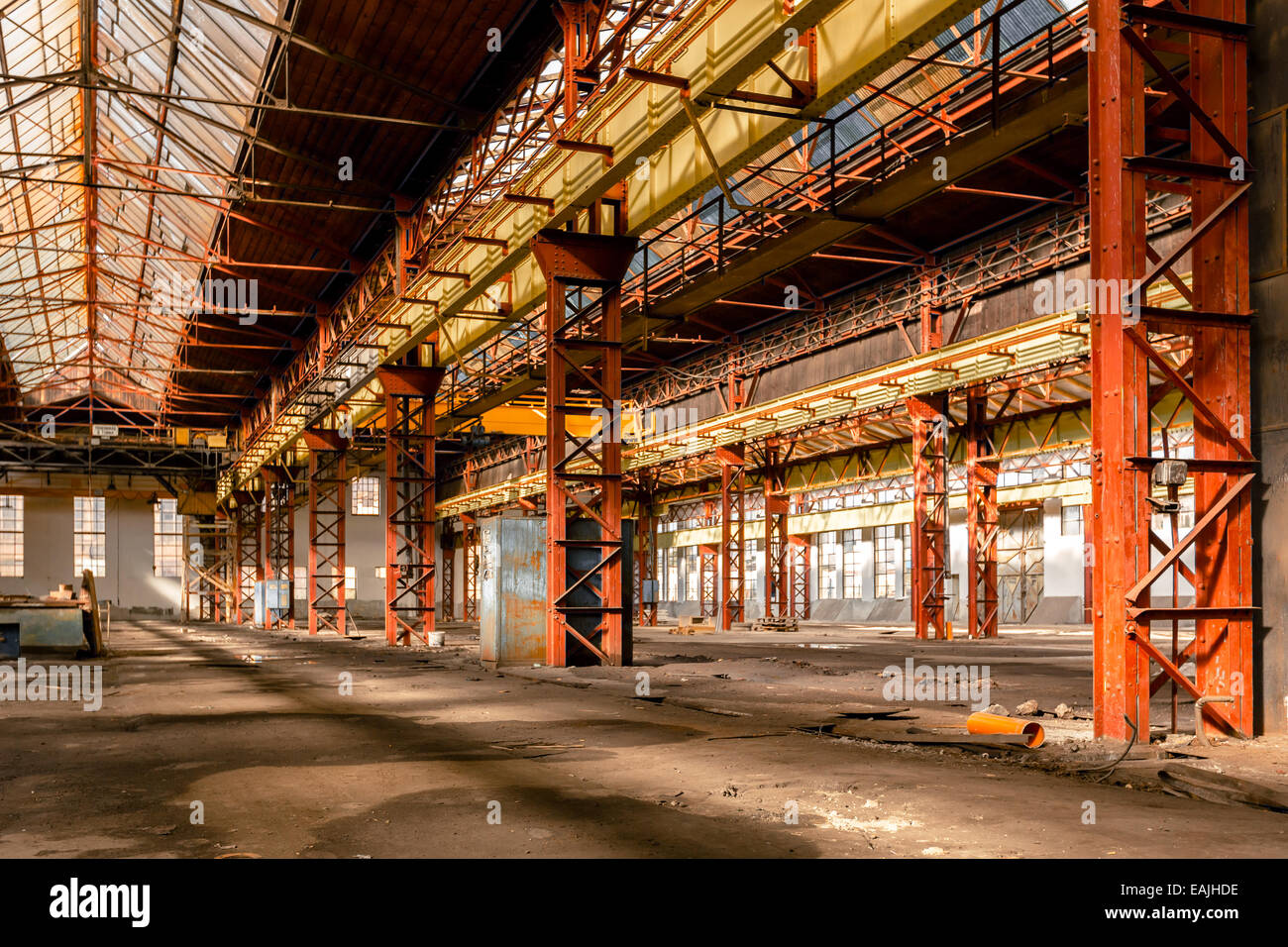 Electricity distribution hall in metal industry Stock Photo - Alamy