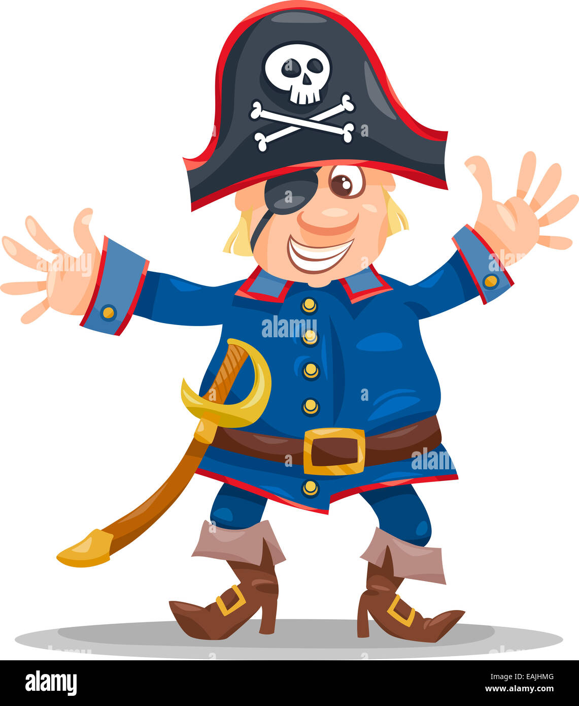 Cartoon Illustration of Funny Pirate or Corsair Captain with Eye Patch ...