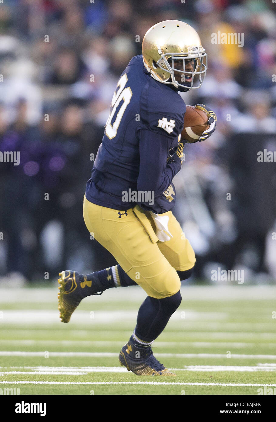 Overtime. 15th Nov, 2014. Notre Dame wide receiver C.J. Prosise (20 ...