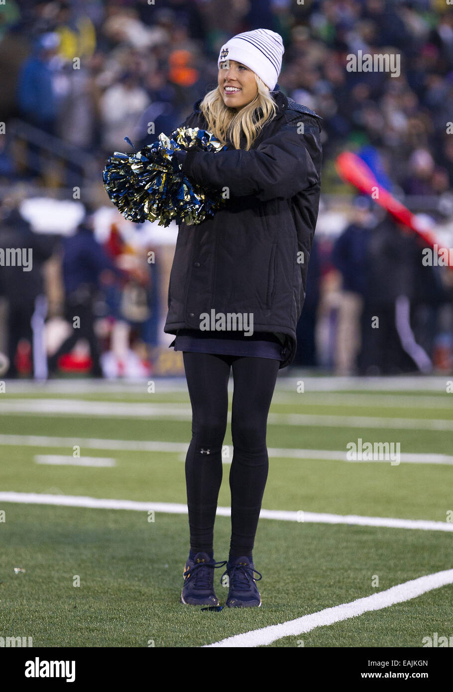 Overtime. 15th Nov, 2014. Notre Dame cheerleader Molly Mohr performs ...