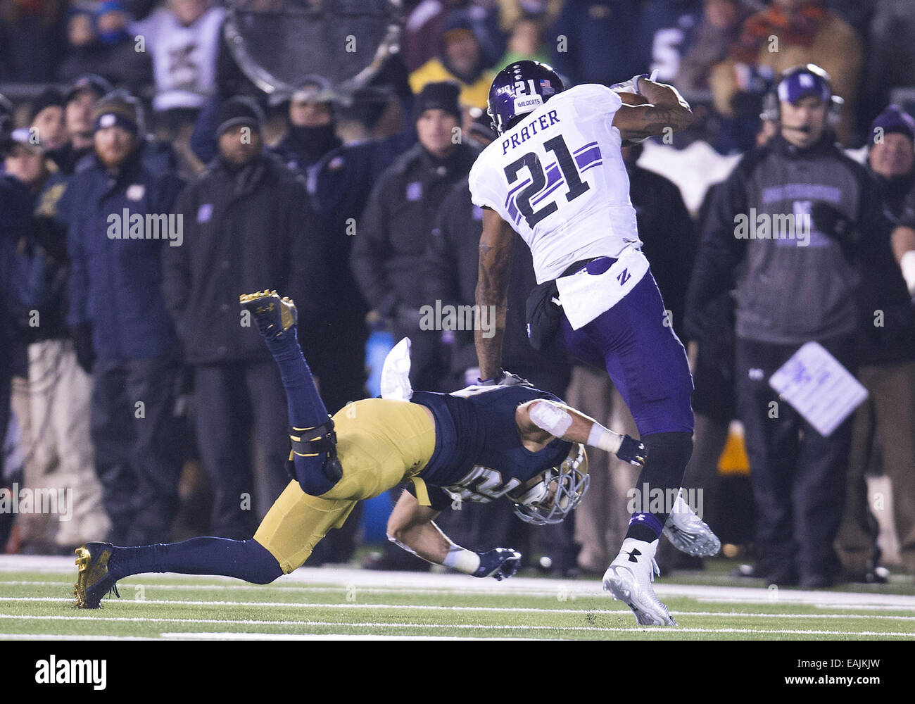 Overtime. 15th Nov, 2014. Northwestern wide receiver Kyle Prater (21 ...