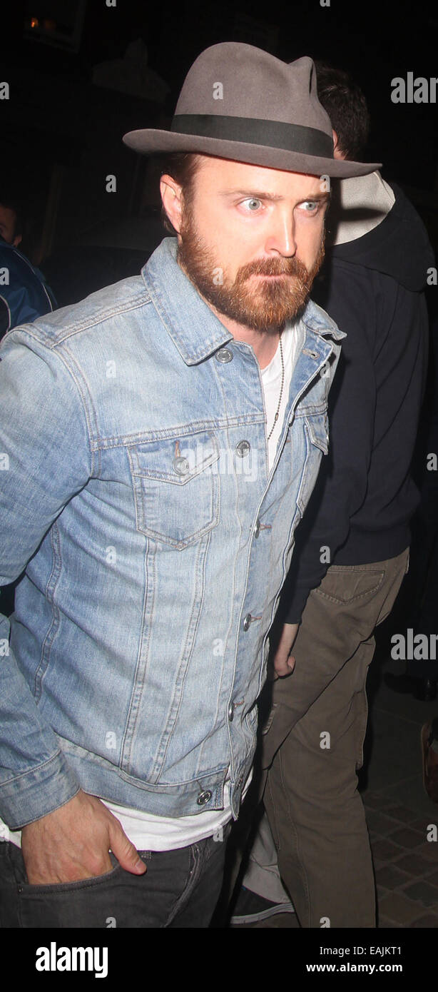 Ellie Goulding and Aaron Paul arrive at the Chiltern Firehouse ...