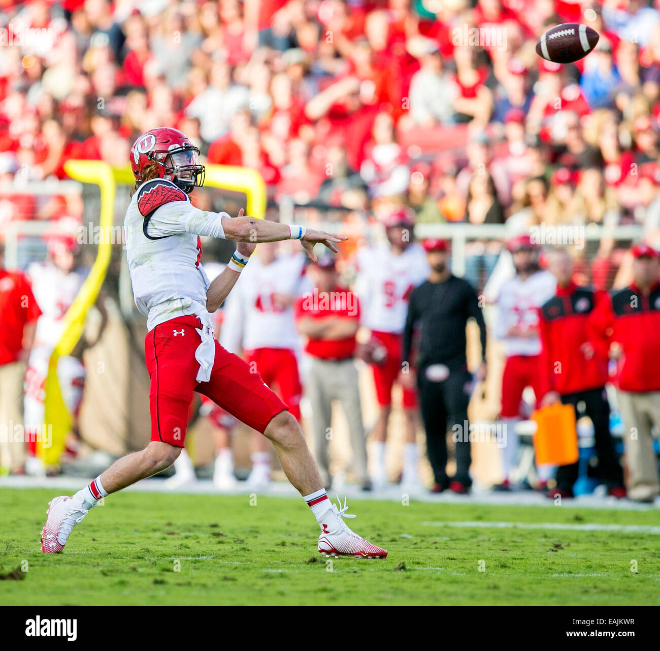Double Overtime. 15th Nov, 2014. Utah Utes quarterback Travis Wilson (7 ...