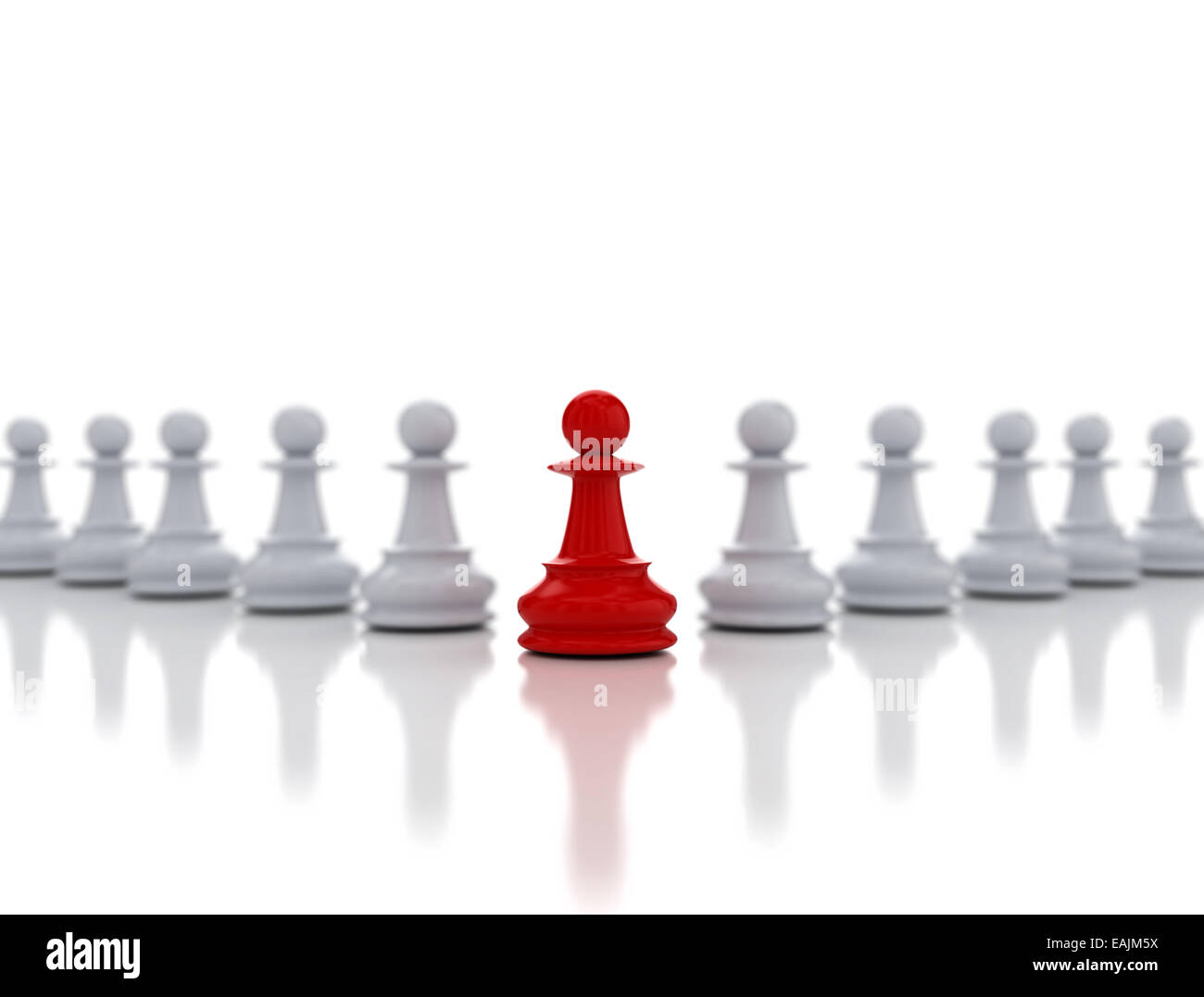 Leadership concept red pawn forward white pawns team group Stock Photo ...