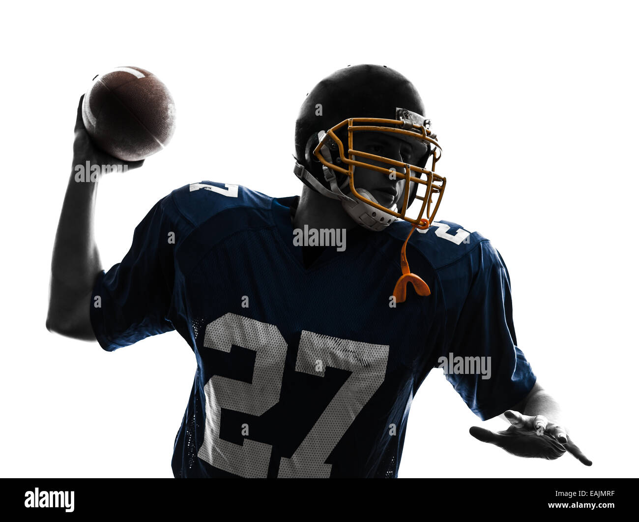 one quarterback american throwing football player man in silhouette ...