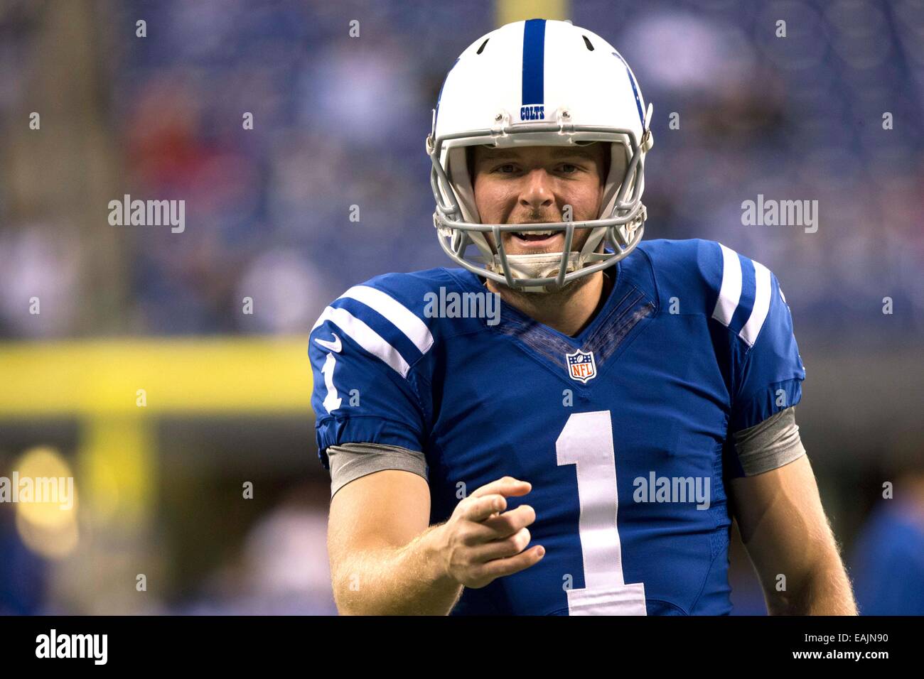 Indianapolis, USA. Nov 16, 2014; Indianapolis Colts punter Pat McAfee ...