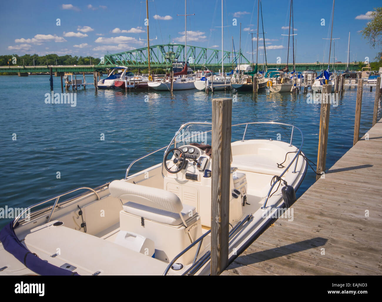 South Detroit river boat marina near Lake Erie Stock Photo - Alamy