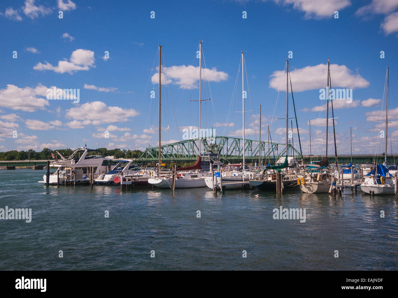 Detroit River South Boat Marina and Bridge Stock Photo - Alamy