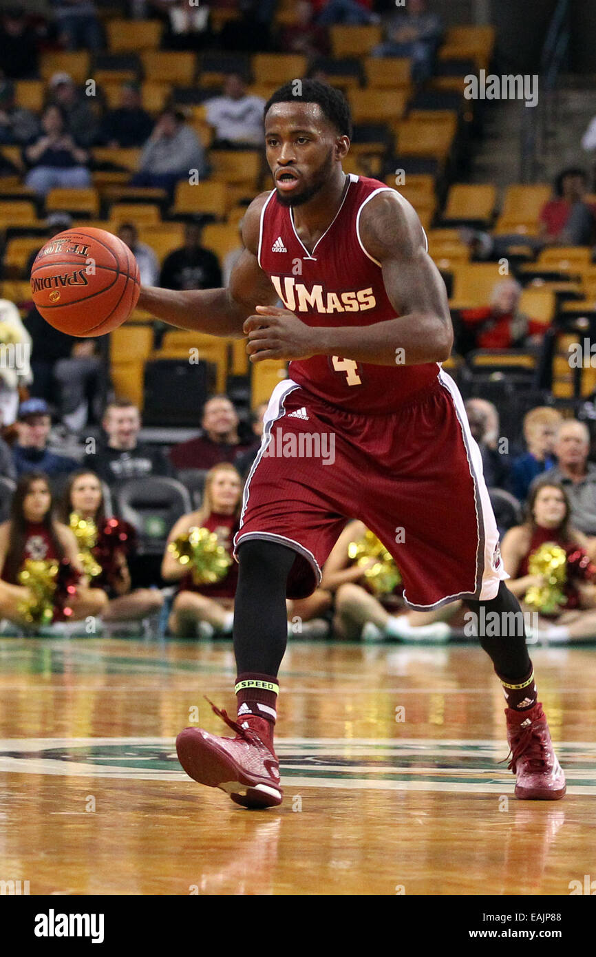November 16, 2014: Massachusetts Minutemen guard Jabarie Hinds (4) with ...
