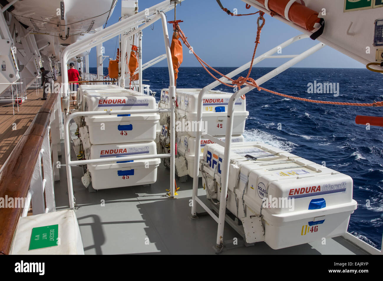 Life rafts on cruise ship Stock Photo - Alamy