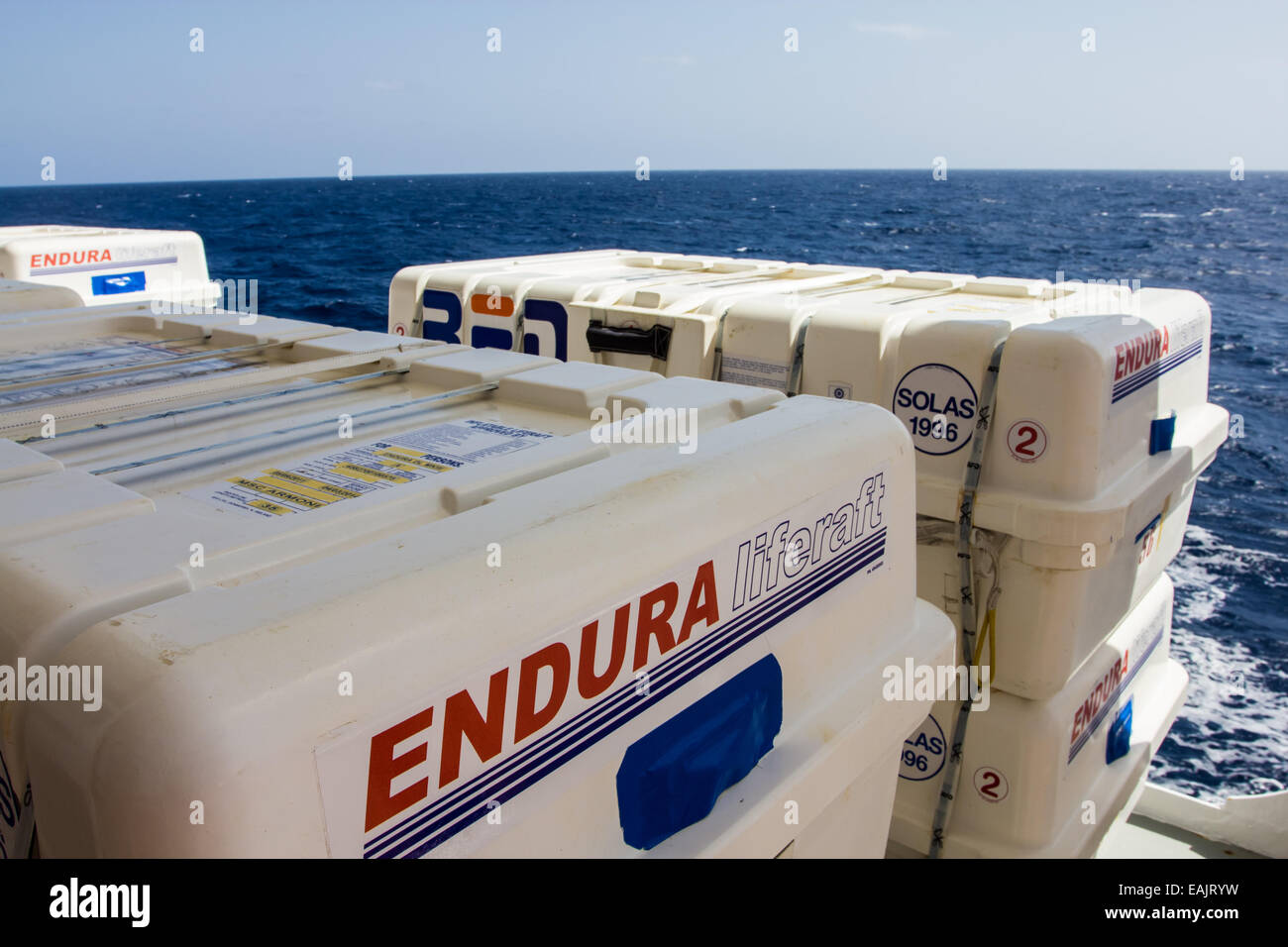 Life rafts on cruise ship Stock Photo - Alamy
