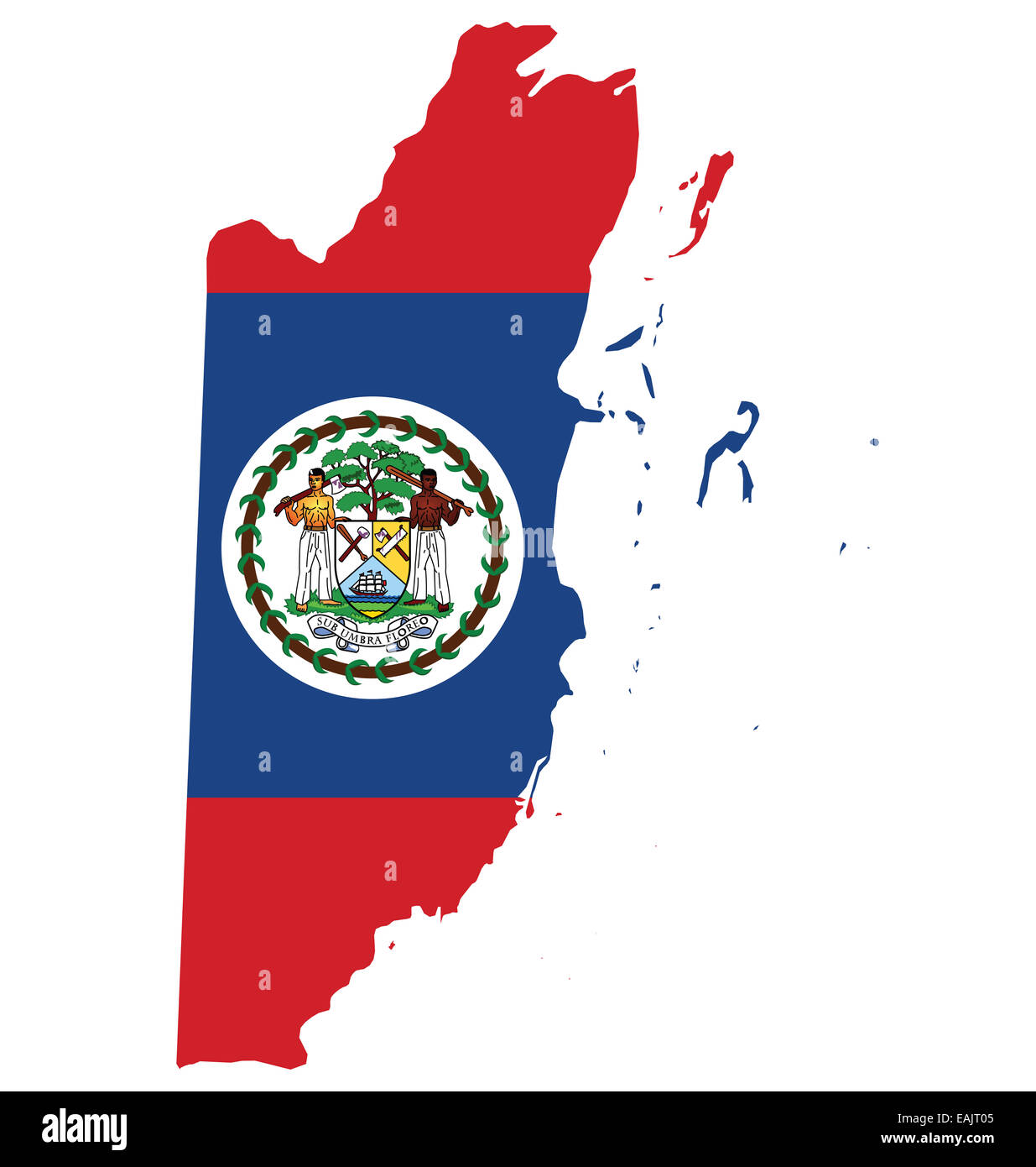 Flag of the Belize overlaid on outline map Stock Photo - Alamy