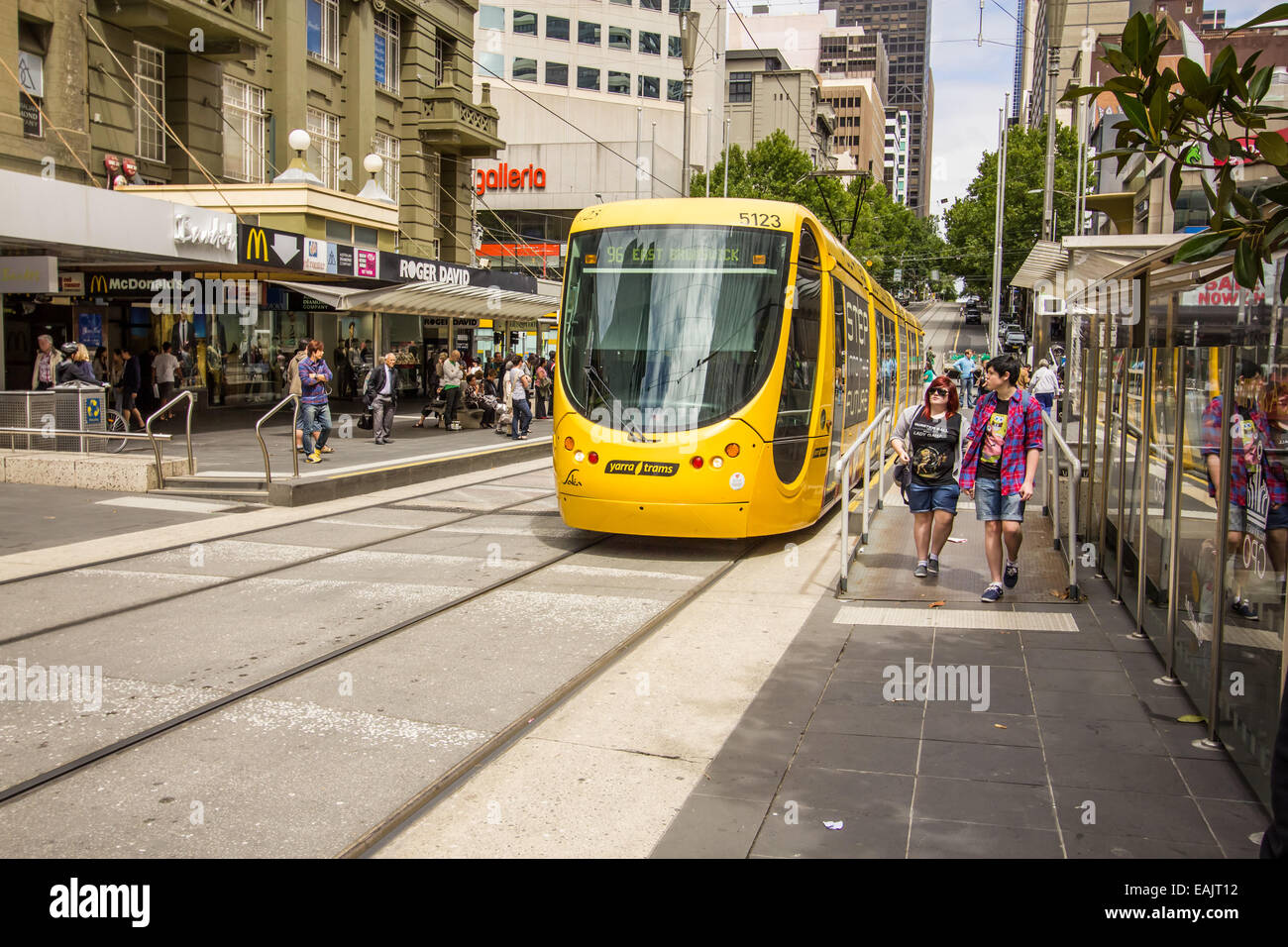 tram approaching tram stop Stock Photo - Alamy