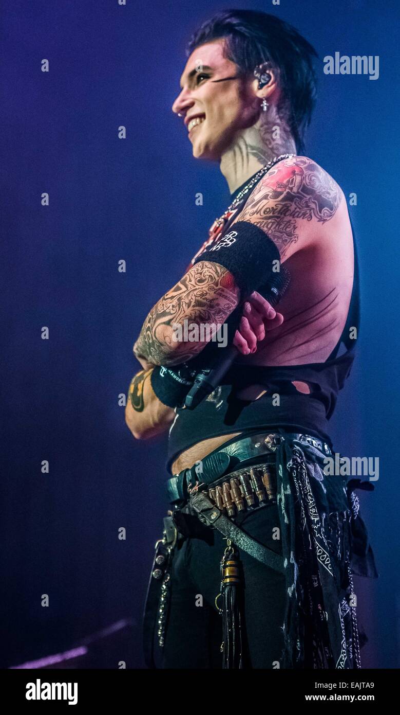 Royal Oak, MI, USA. 15th Nov, 2014. ANDY BIERSACK of Black Veil Brides ...