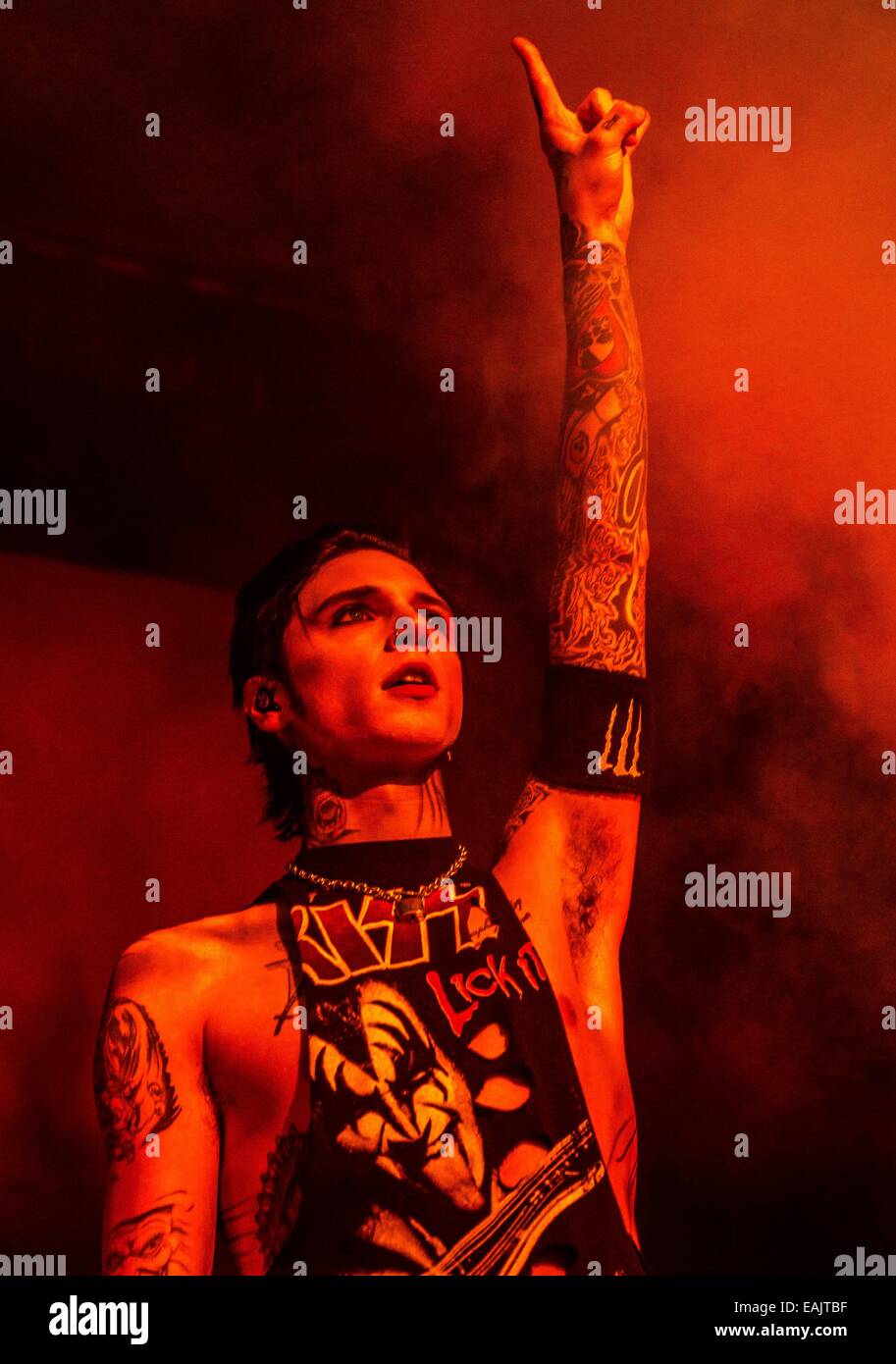 Royal Oak, MI, USA. 15th Nov, 2014. ANDY BIERSACK of Black Veil Brides ...