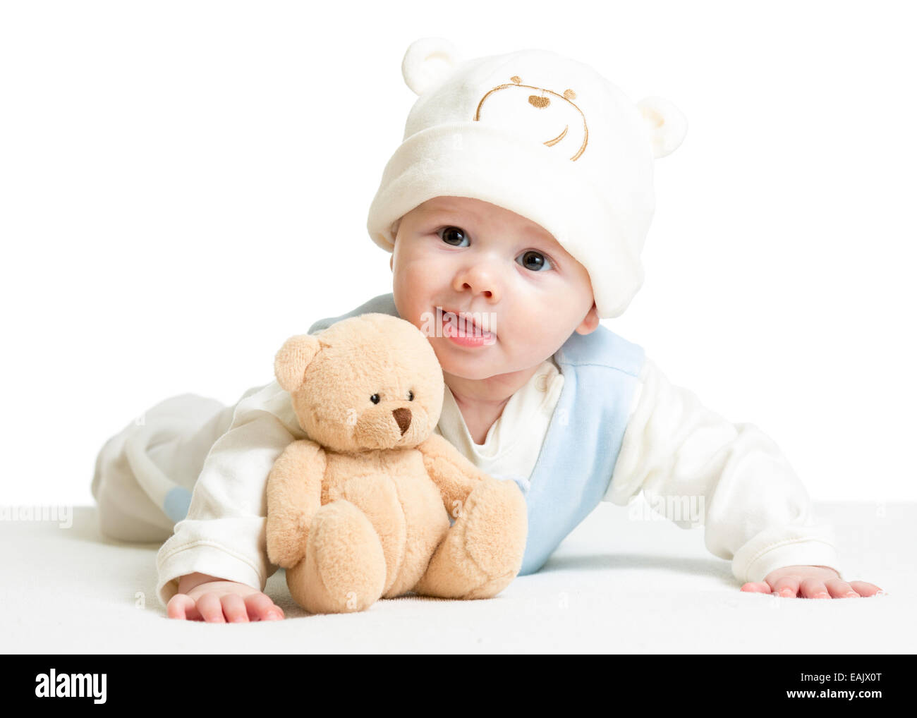 baby boy weared funny hat with plush toy Stock Photo - Alamy