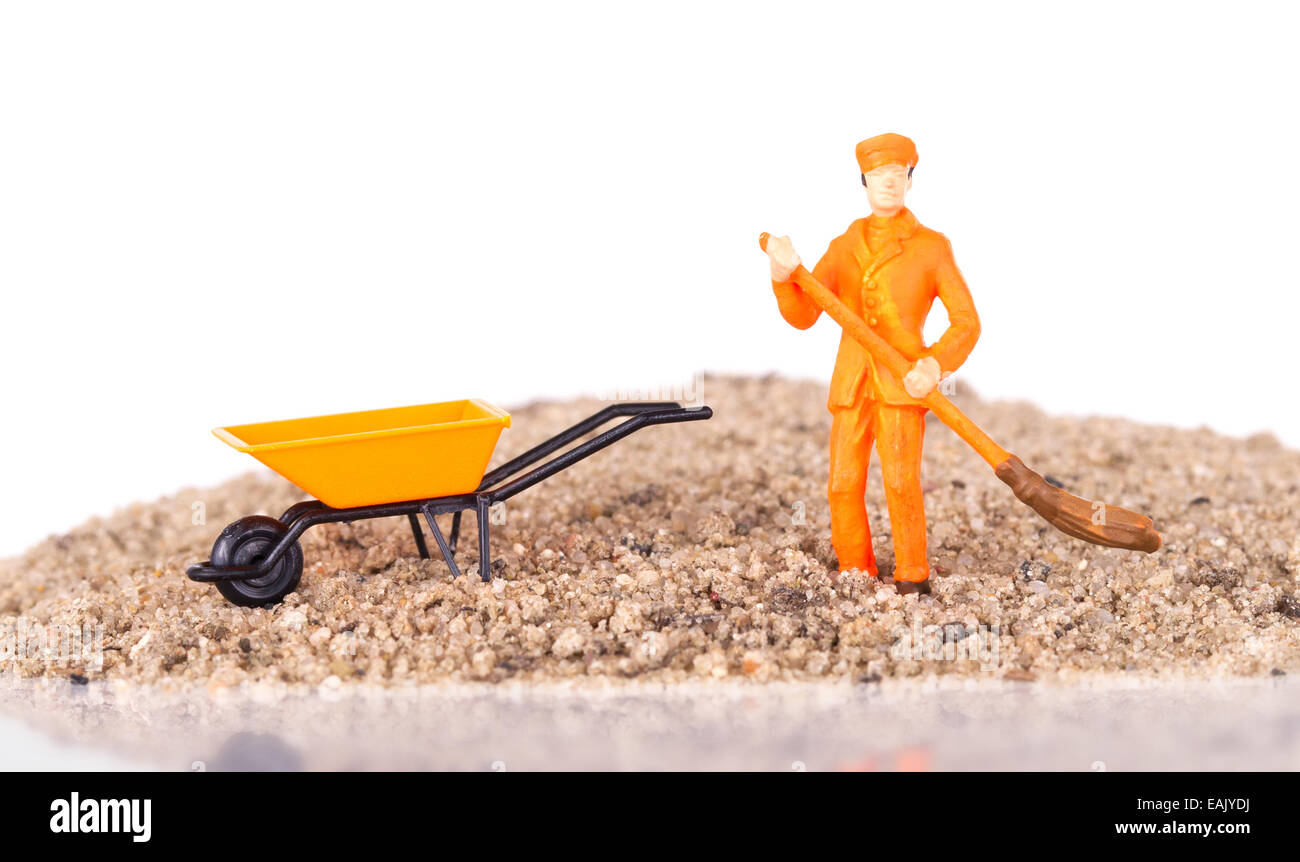 Miniature worker is cleaning a computer keyboard Stock Photo - Alamy
